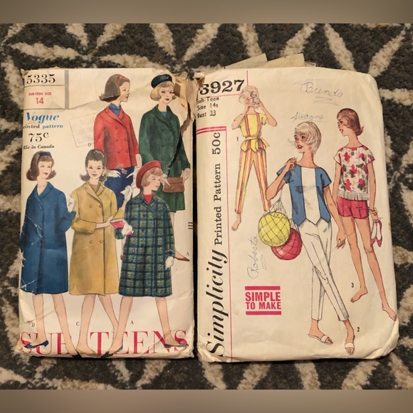 Vintage | Other | 6s Subteen Patterns Vogue 5335 Simplicity 3927 60s ...